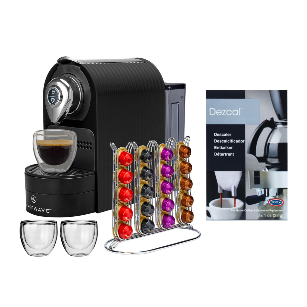 ChefWave Espresso Machine for Nespresso (Black), Capsule Holder and Cu ...